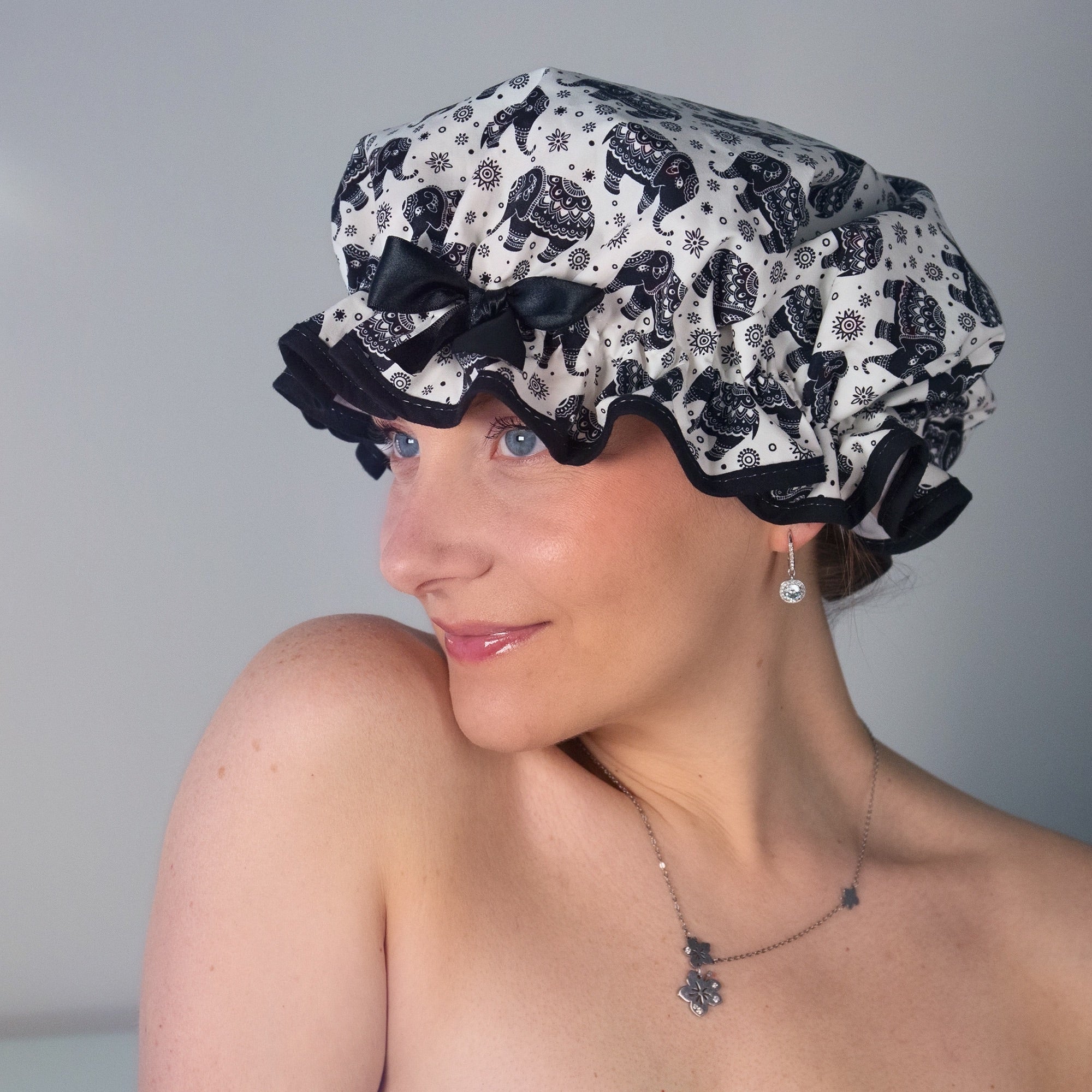 Royal Elephants Shower Cap - Women's Pretty Vintage Waterproof Bath Hat ...