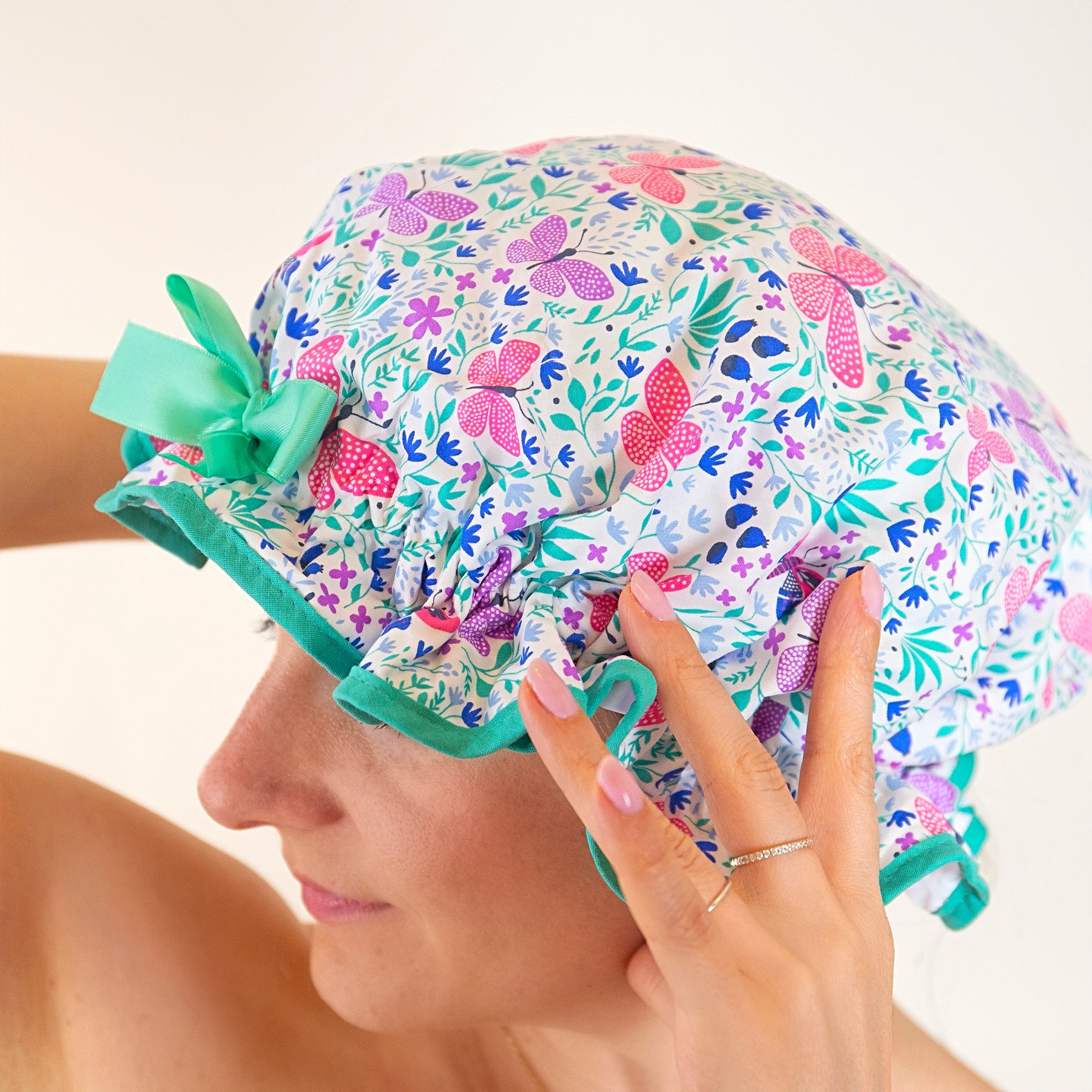 Flutterby Bath Hat - Pretty Designer Waterproof Shower Cap - Made in UK ...