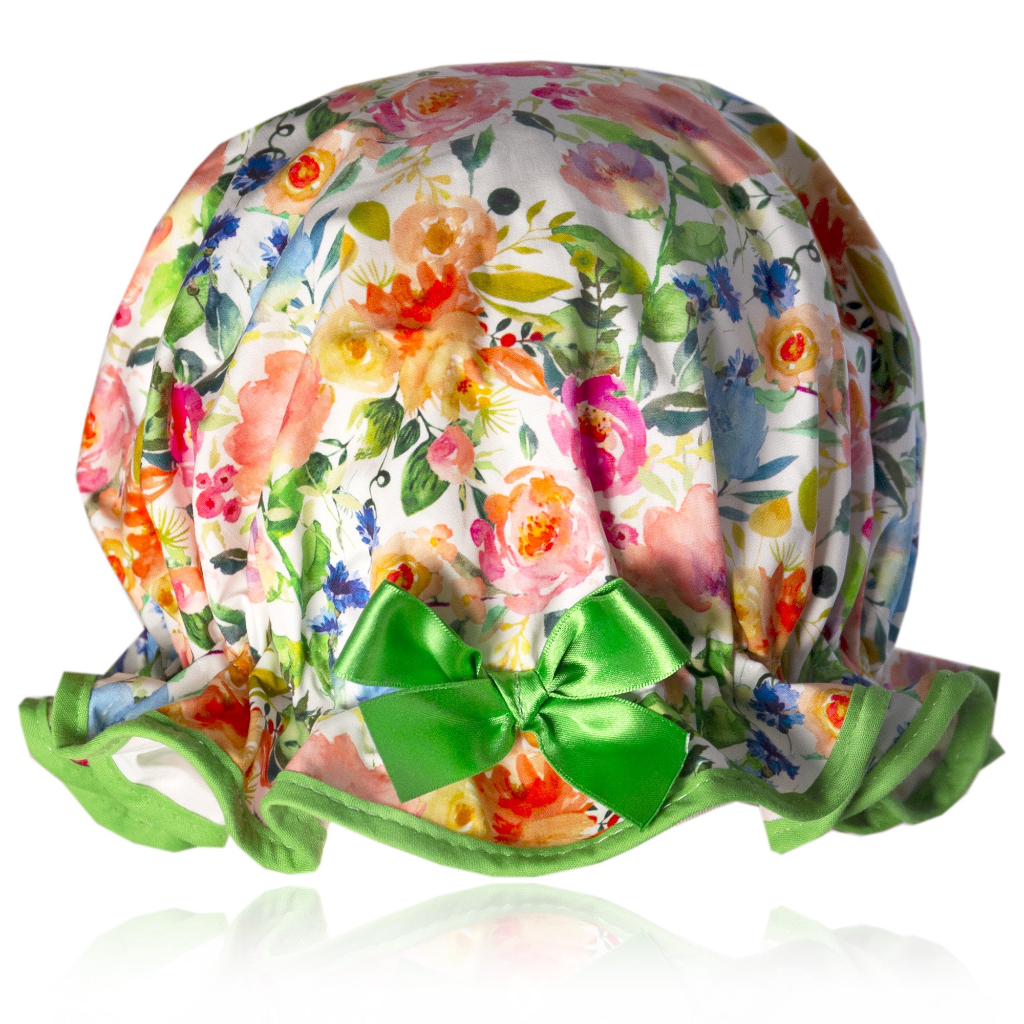 Large Floral Shower Cap For Women - Beautiful Blooms - Vibrant Floral ...