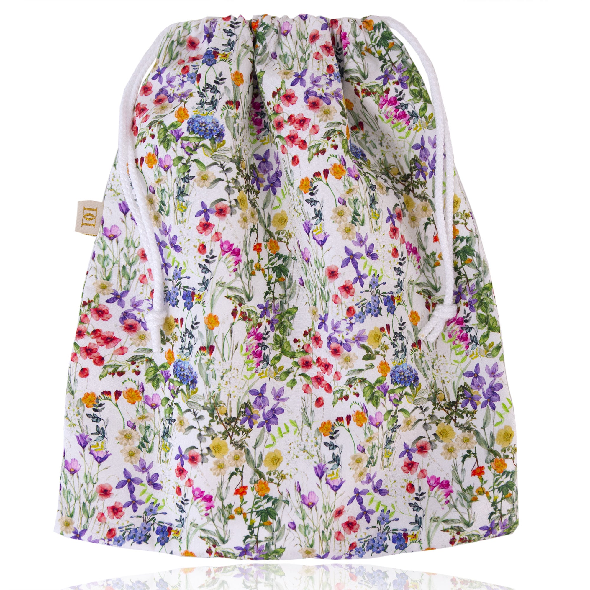 Handy Drawsting Washbag - Multicoloured Meadow Print - Cotton ...