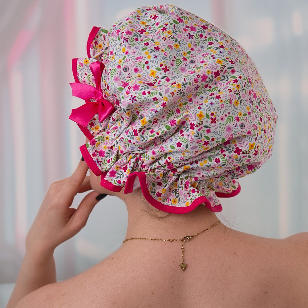 Dainty Flowers Shower Cap - Women's Pretty Vintage Waterproof Bath Hat ...