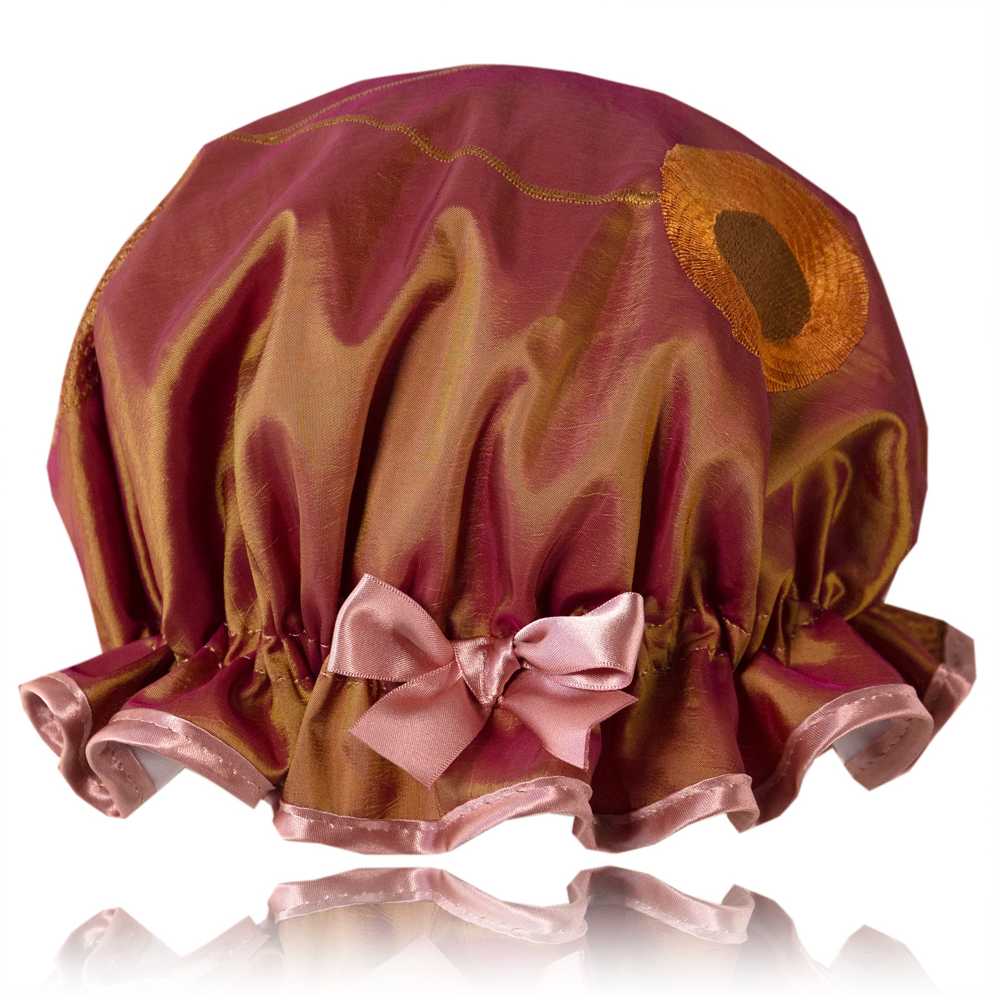 Luxury Taffeta Shower Cap - Silver Circles - Designer Bath Hat For ...