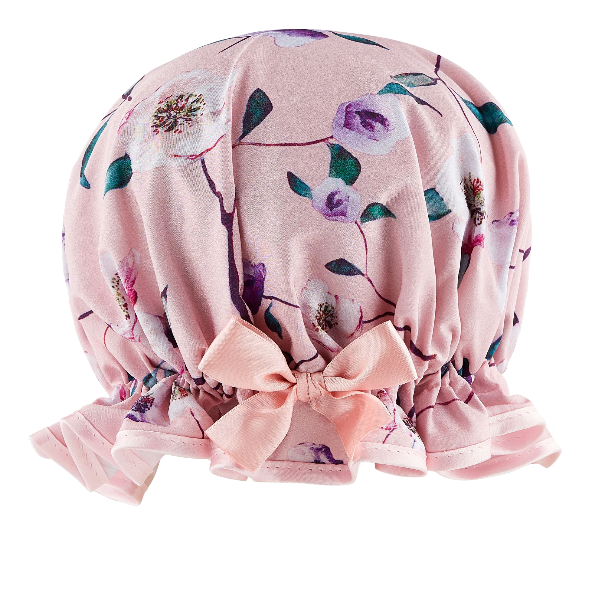 Large Shower Cap For Women - Pink Rose Shower Cap - Satin Floral Print ...