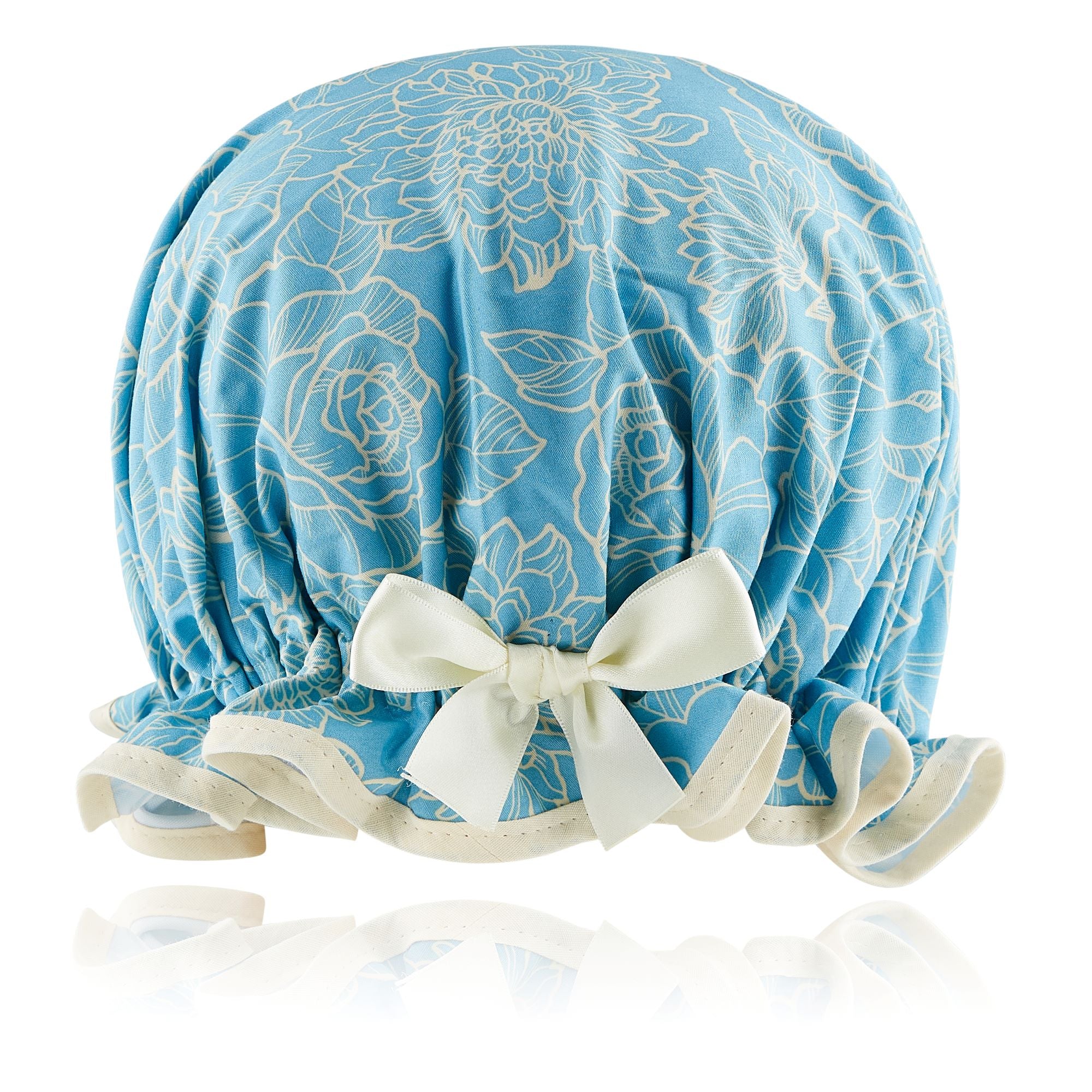 Sky Blue Flower Cotton Shower Cap - Pretty - Luxury - British Made ...
