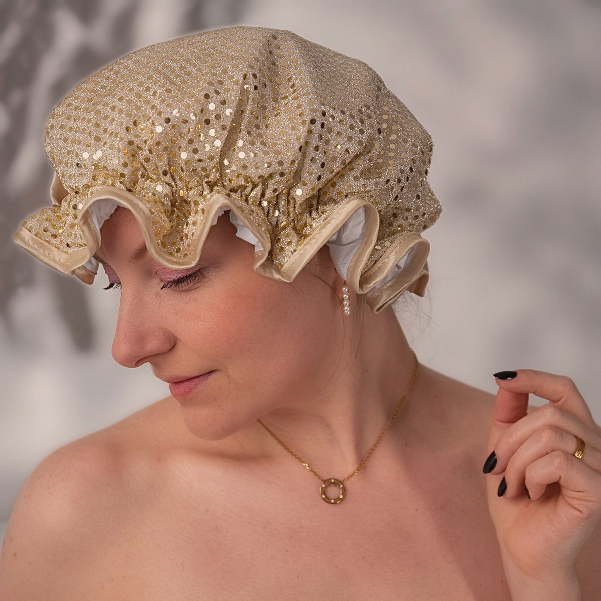 Sparkle Gold Shower Cap