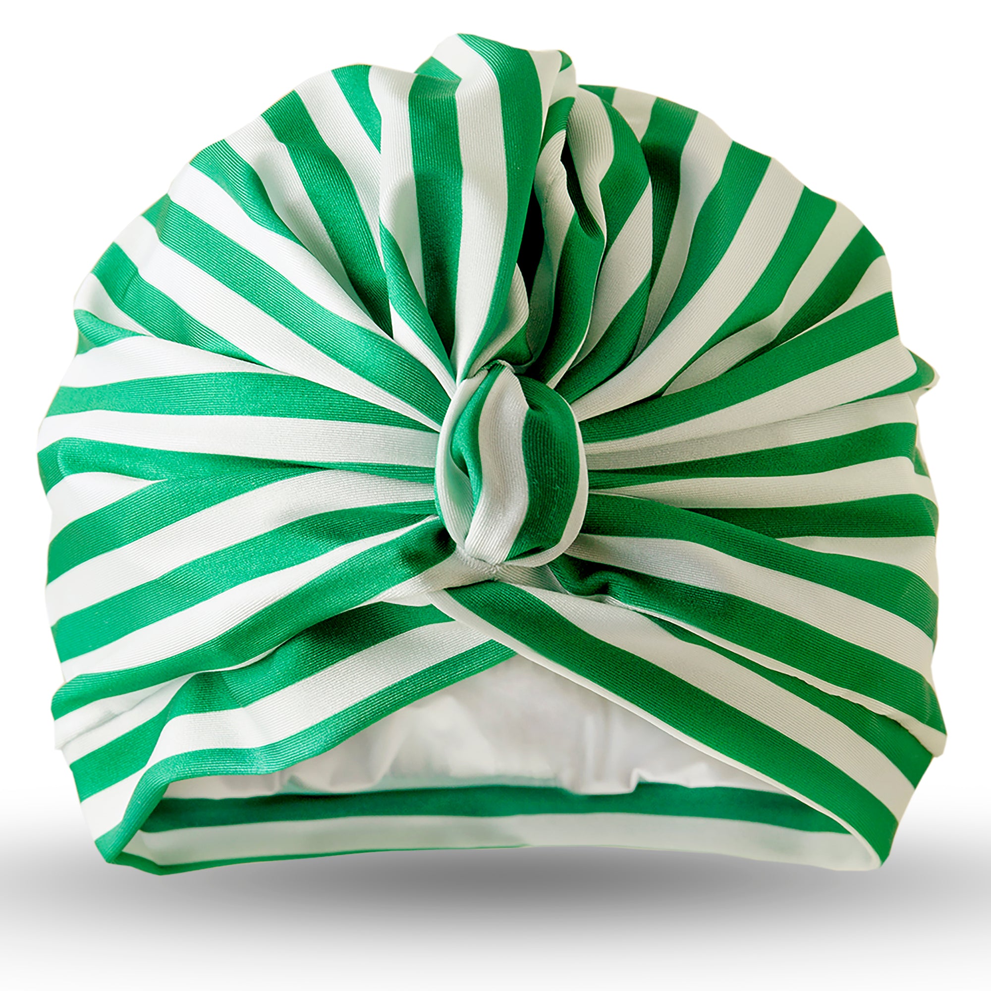 Shower Turban - For Women - Green and White Striped Lycra Print Turban ...